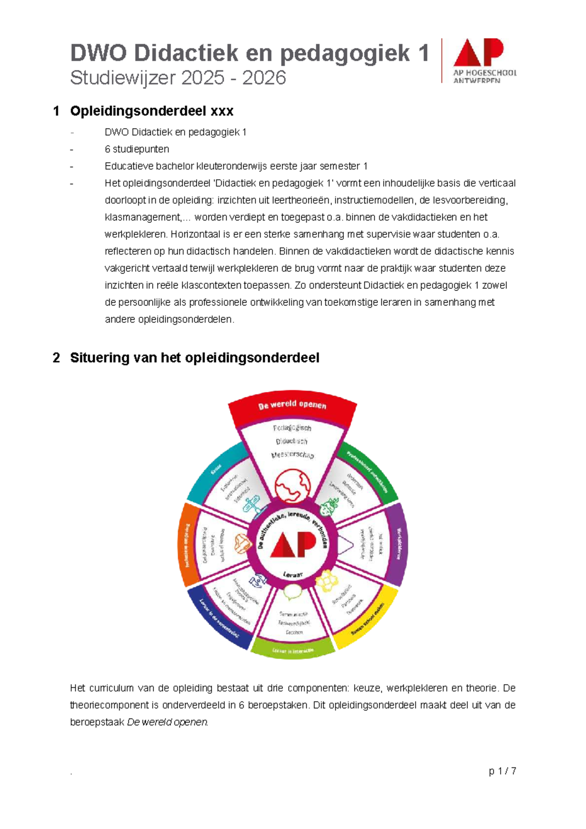 DWO Didactiek en Pedagogiek 1: Studiewijzer 2025-2026 - Studocu