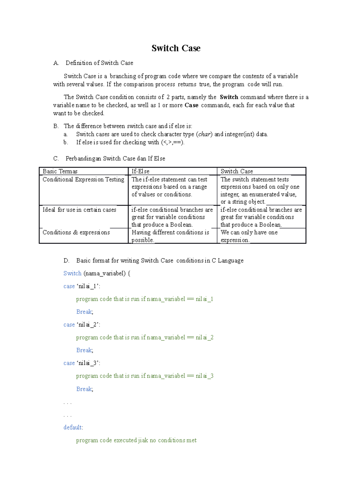 CSE101: Understanding Switch Case in Programming Concepts - Studocu