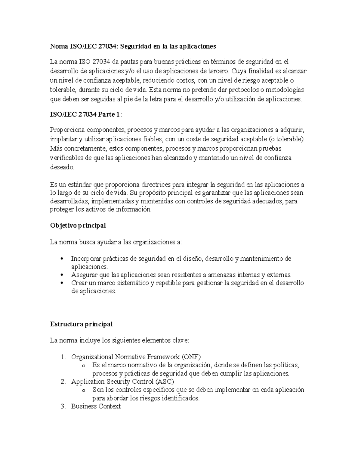 Guía de Seguridad en Aplicaciones según Noma ISO/IEC 27034 - Studocu