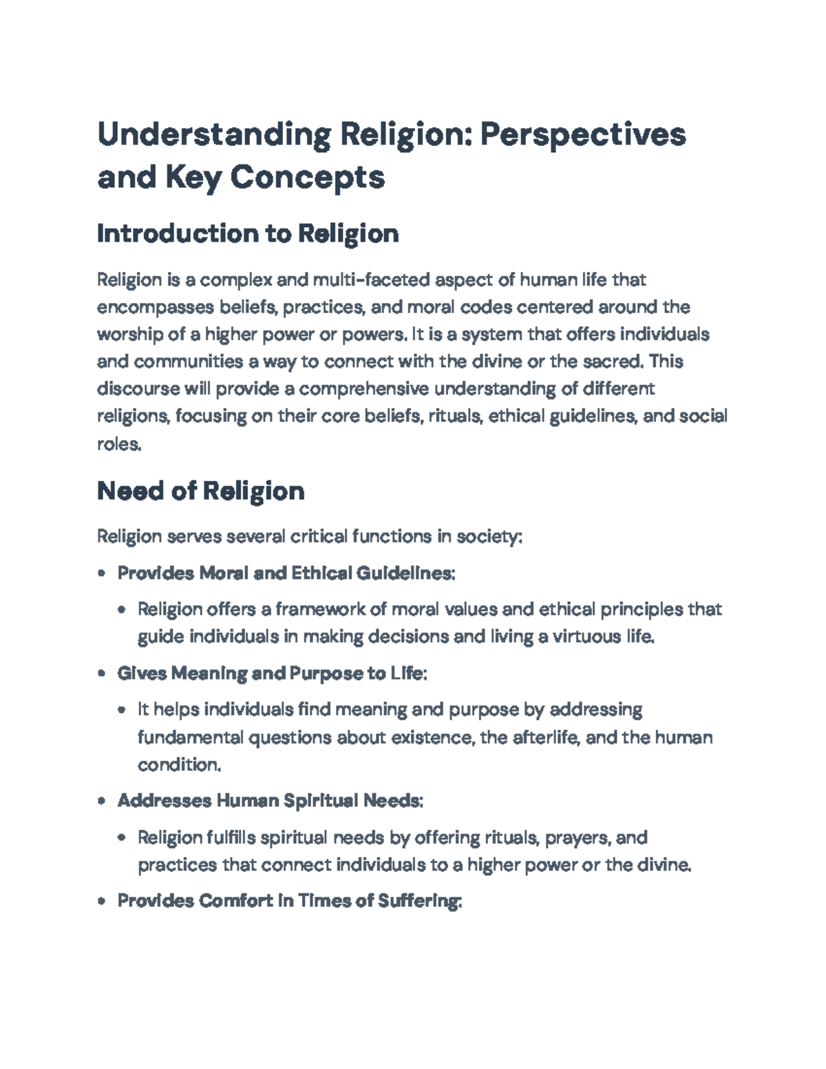 Comparative Study of World Religions: Core Beliefs & Practices (REL101 ...