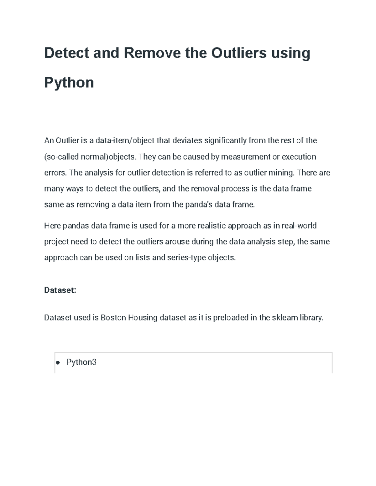 Explain about Outlier detection and elimination - Detect and Remove the ...