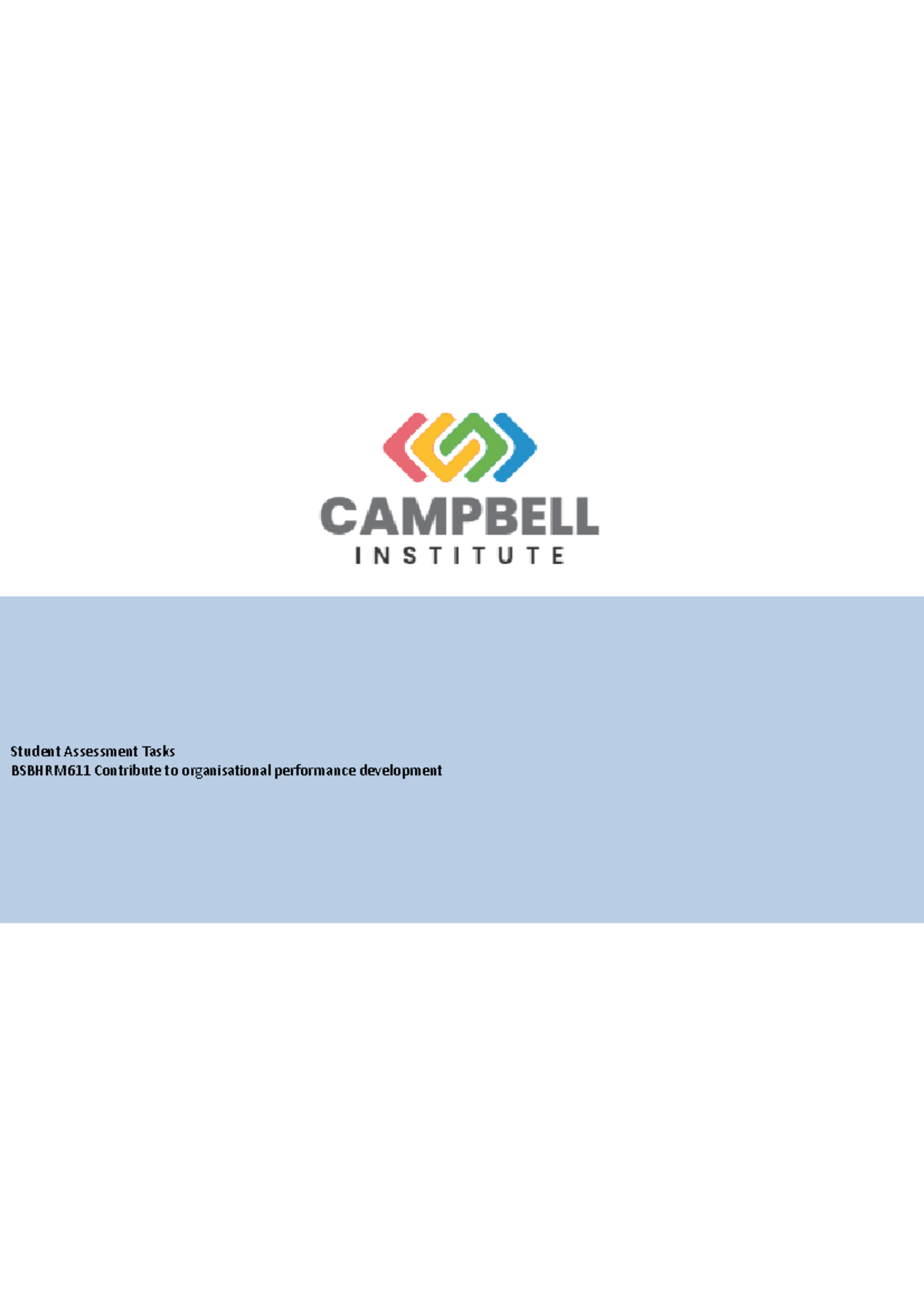 BSBHRM611 Final Assessment Tasks: Contributing to Organisational Performance - Studocu