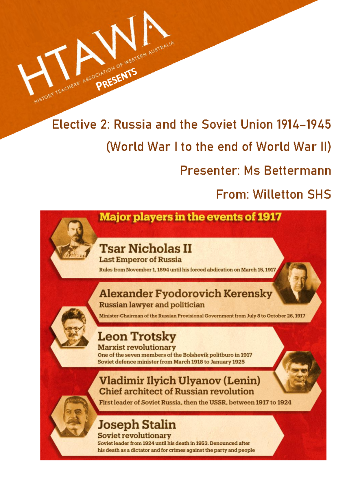 Elective 2: Russia & the Soviet Union (WWI to WWII) Study Guide - Studocu