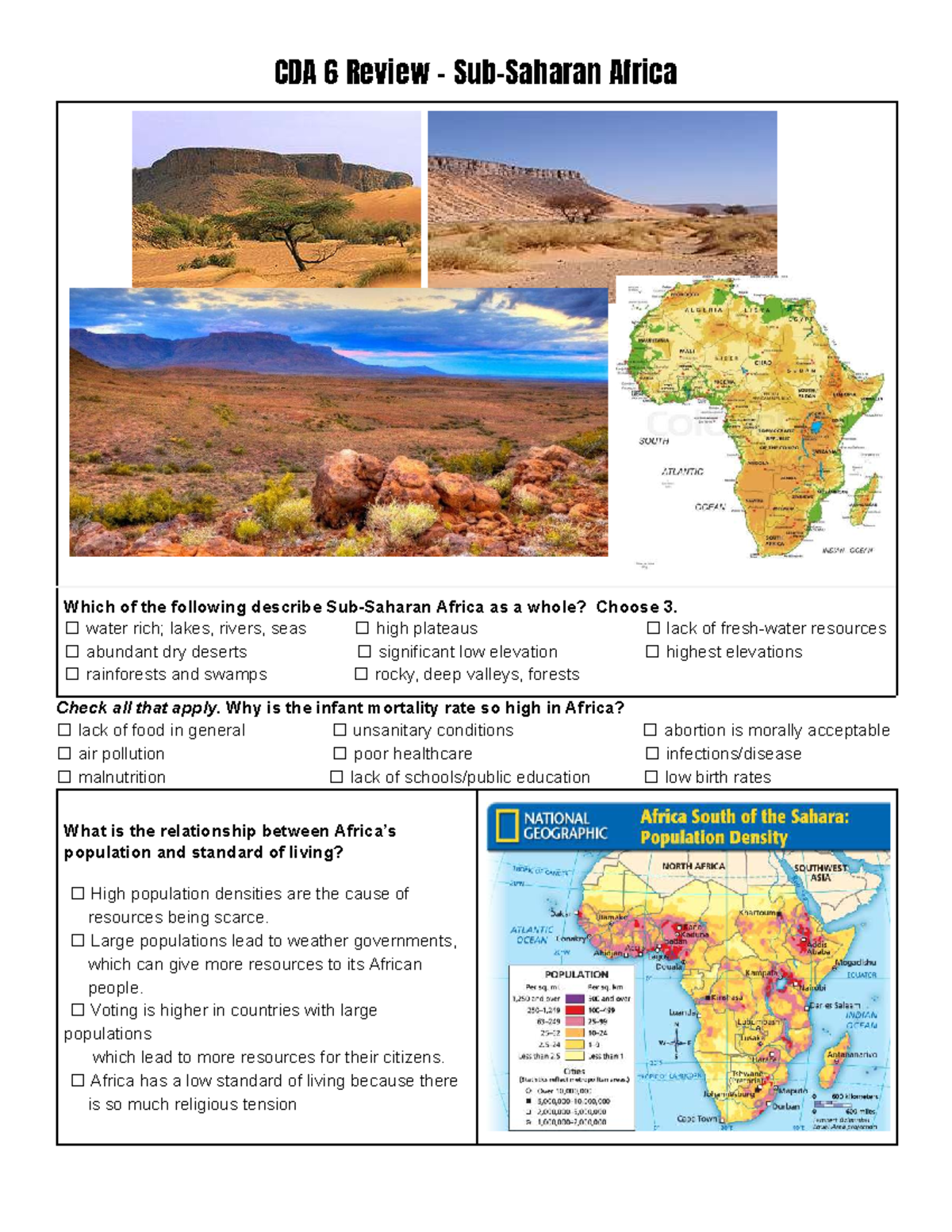 CDA 6 Sub-Saharan Africa Review: Key Concepts and Issues - Studocu