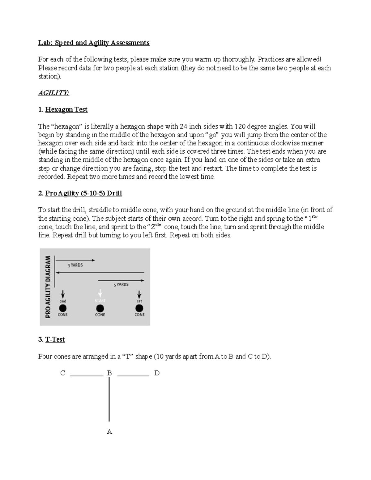 Speed and agility lab - Lab: Speed and Agility Assessments For each of ...