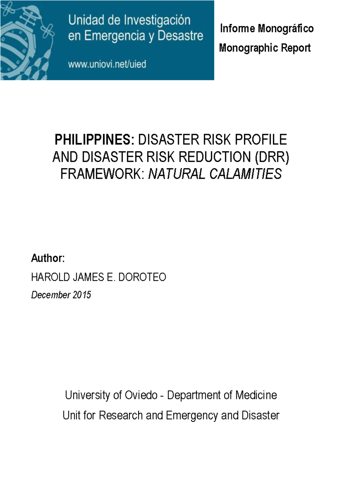 Disaster Risk Profile- Philippinesdoroteo - Informe Monogr·fico ...