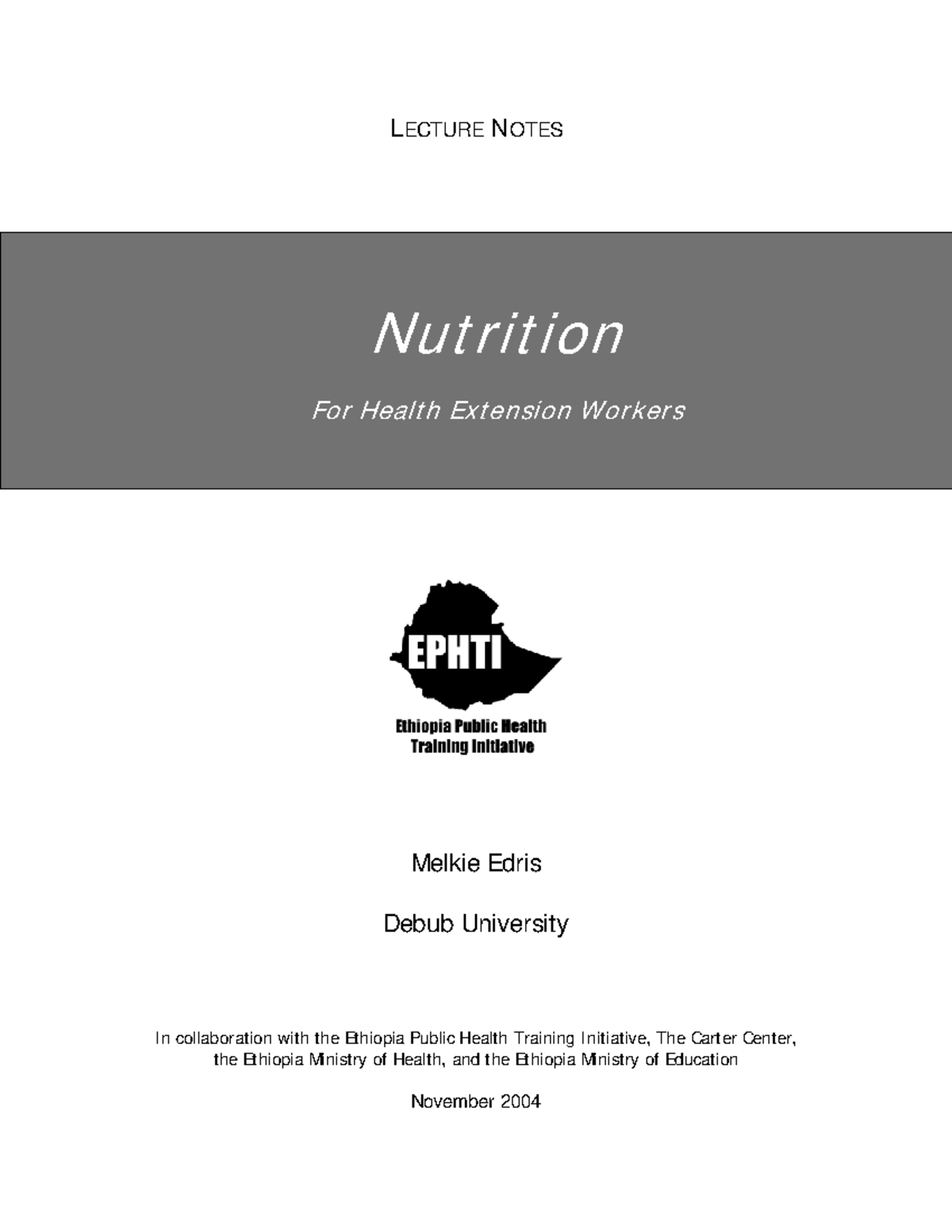 Public Health & Nutrition Final Notes - Debub University - Studocu