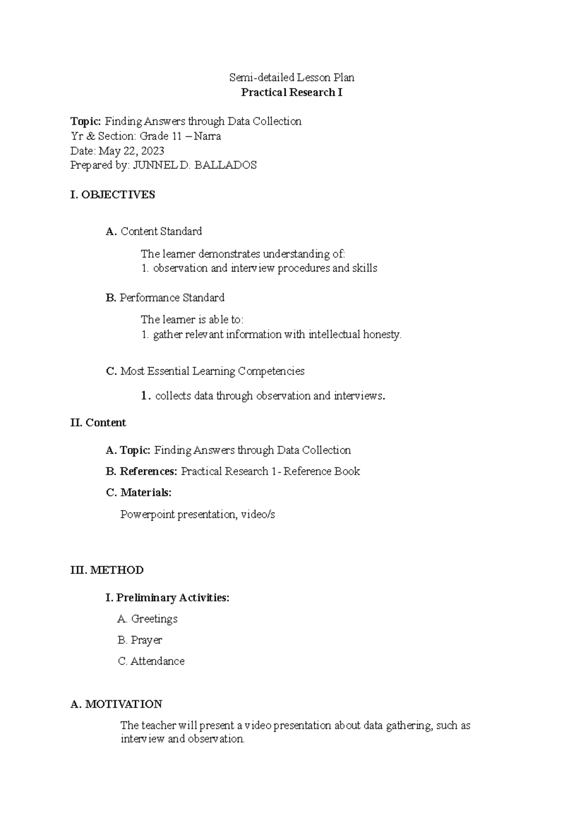 LP Prac Res finding answers thru data collection - Semi-detailed Lesson ...