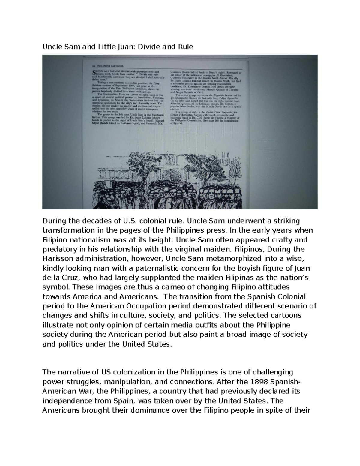 Group-2 - Uncle Sam and Juan: The Divide and Rule Strategy - Studocu