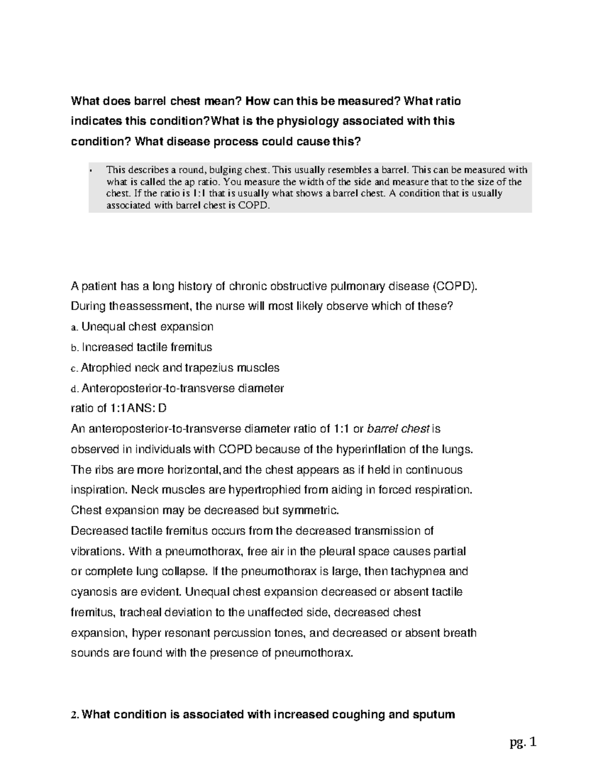 Nursing Questions 2022 WHAT DOES Barrel Chest MEAN - This describes a ...