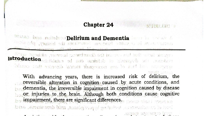 NCM114 Chapter 24: Delirium vs. Dementia - Key Insights and Nursing ...