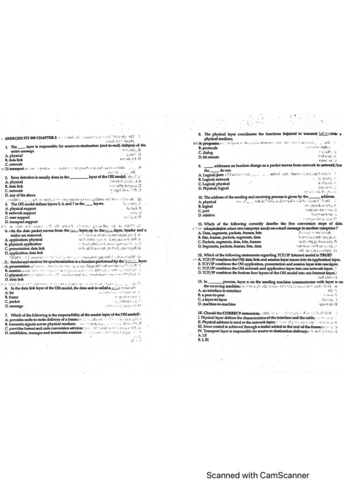 Exercise Chapter 2 - ITT 300 Practice Questions on Physical Layer ...
