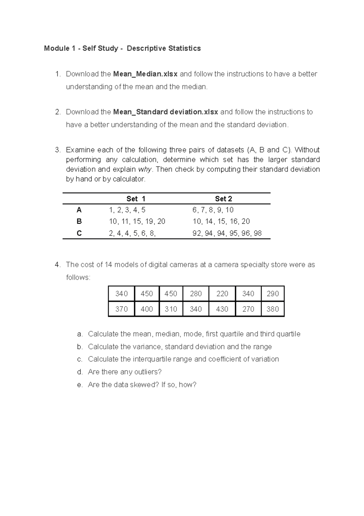 M1 - Self study - dâfasfd - Module 1 - Self Study - Descriptive ...