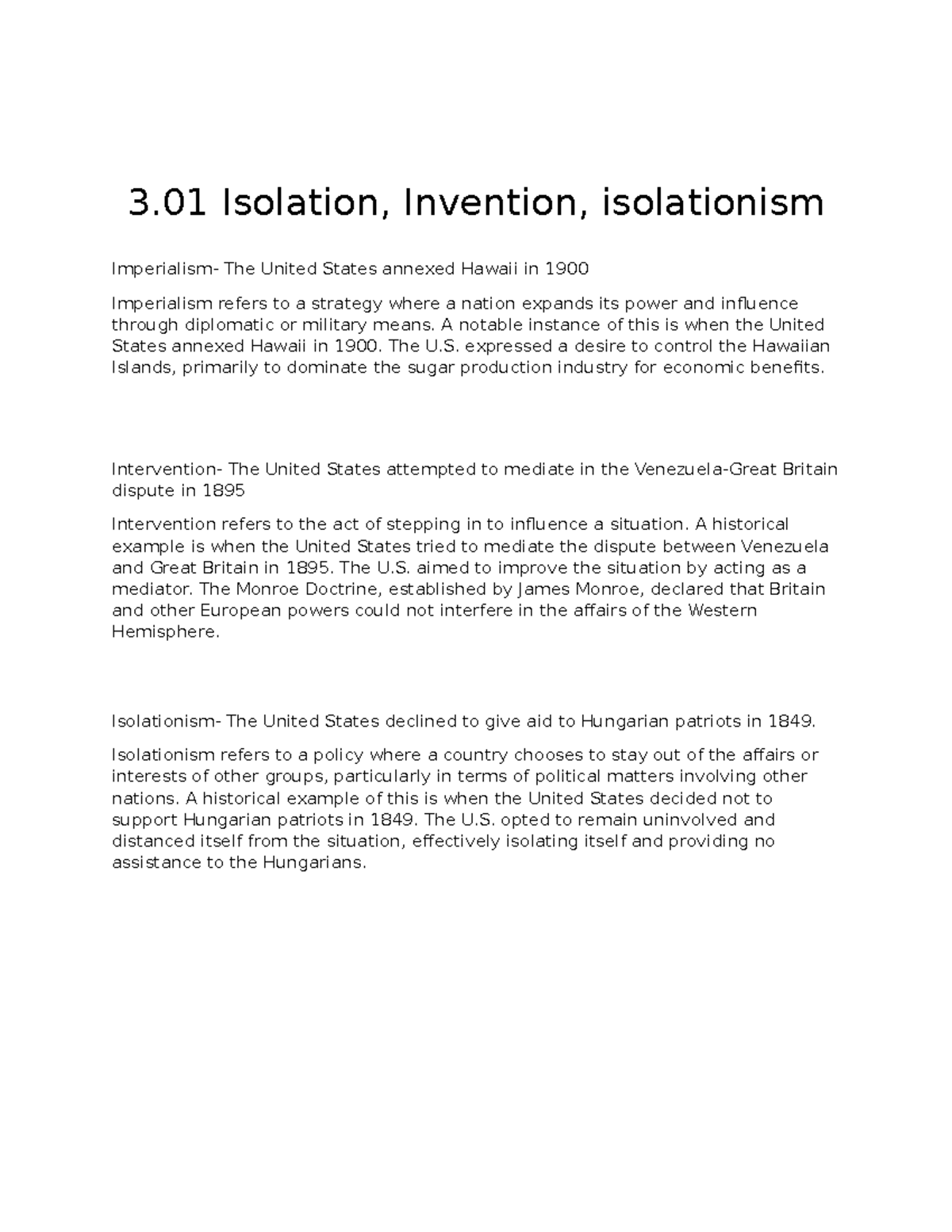 03.01 Isolationism^J Intervention^J and Imperialism - 3 Isolation ...