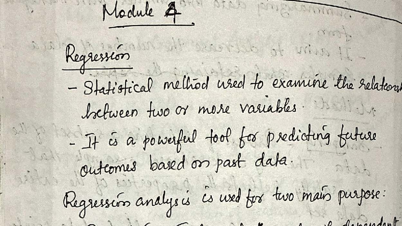 Module A OHN PLAD: Regression Analysis and Correlation Techniques - Studocu
