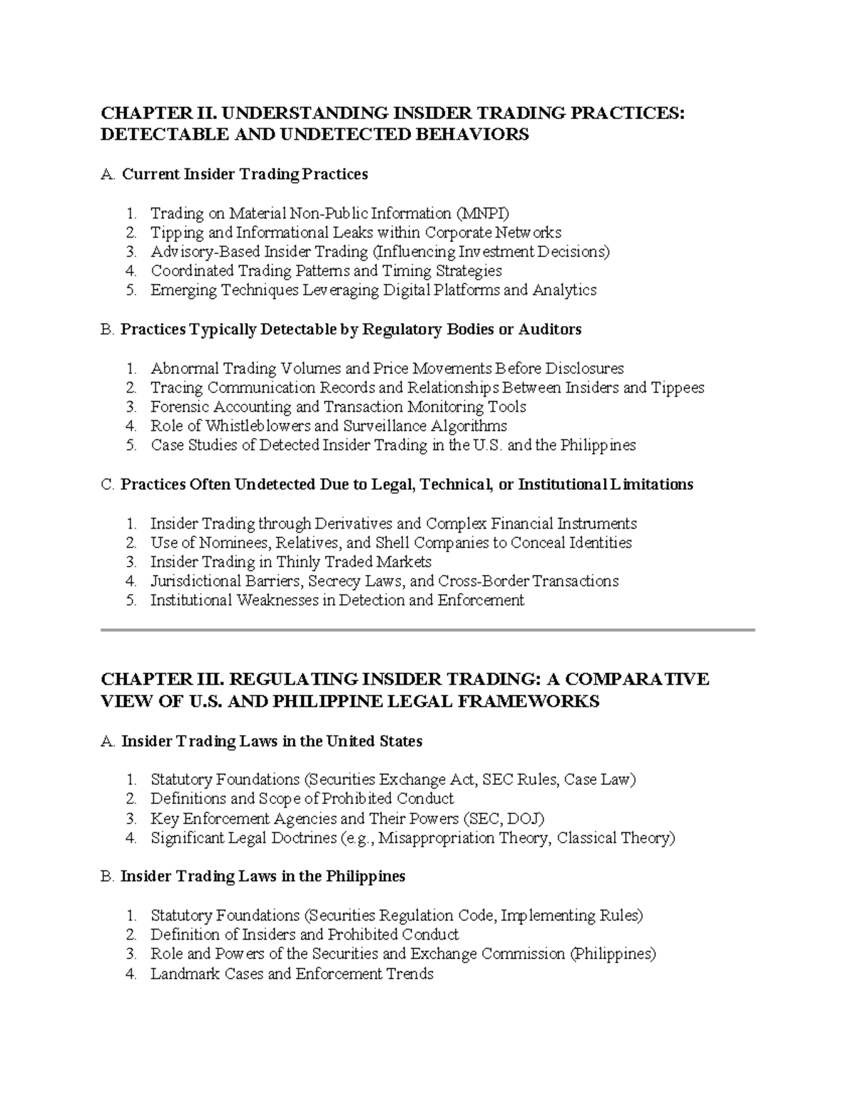 CHAPTER II. INSIDER TRADING PRACTICES: DETECTION & REGULATION - Studocu
