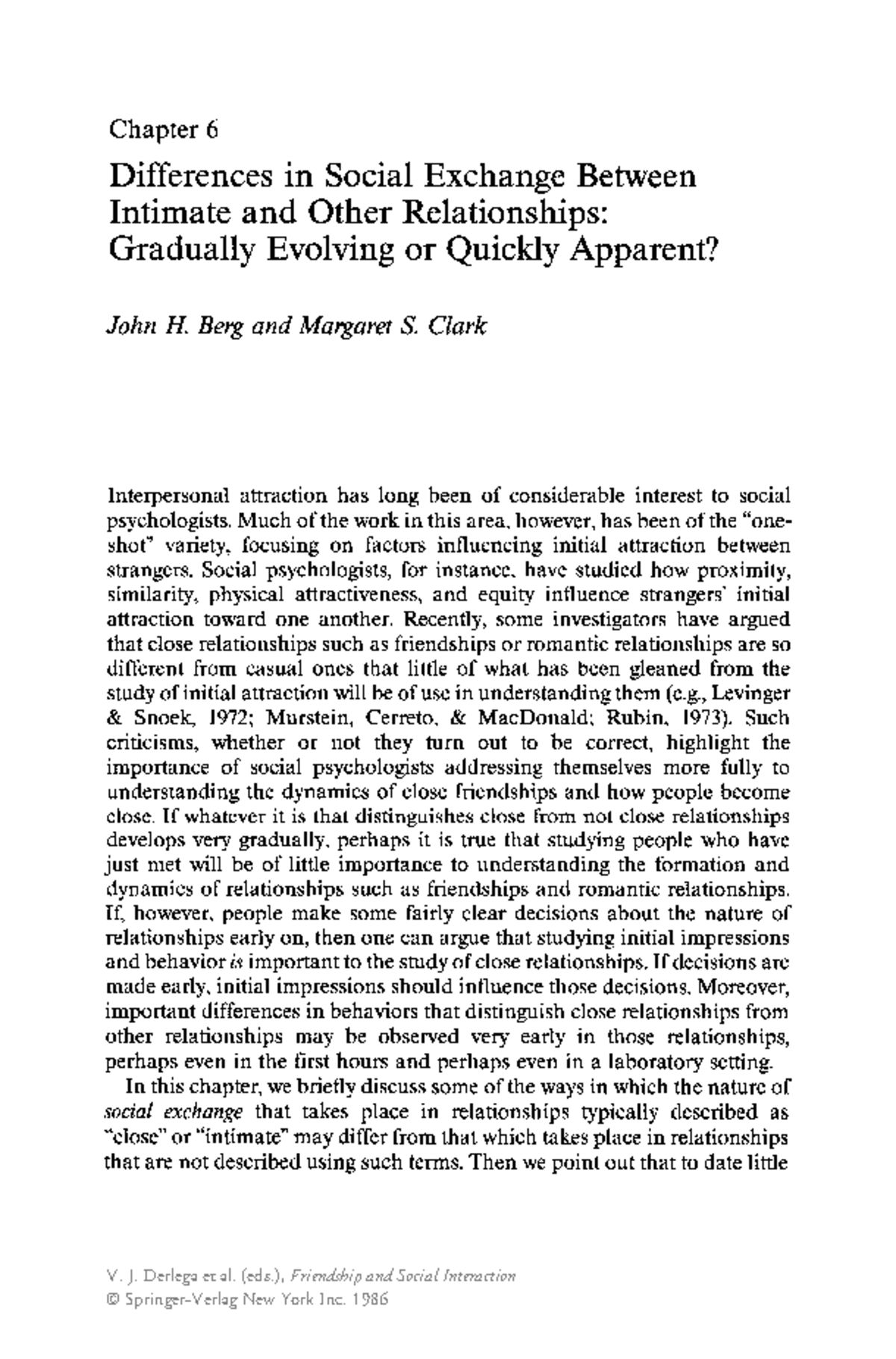 Chapter 6: Social Exchange Dynamics in Intimate vs. Casual ...