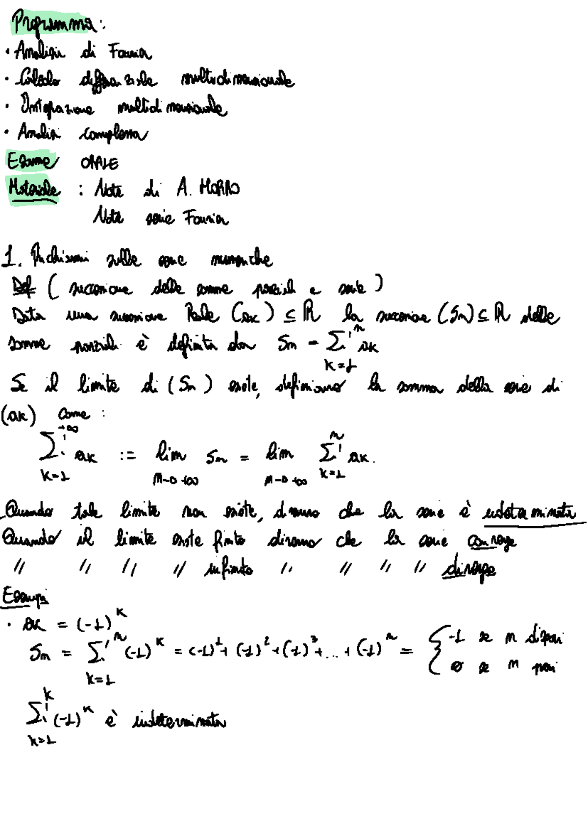 Analisi Complessa e Calcolo Differenziale - Esame Orale 2025 - Studocu