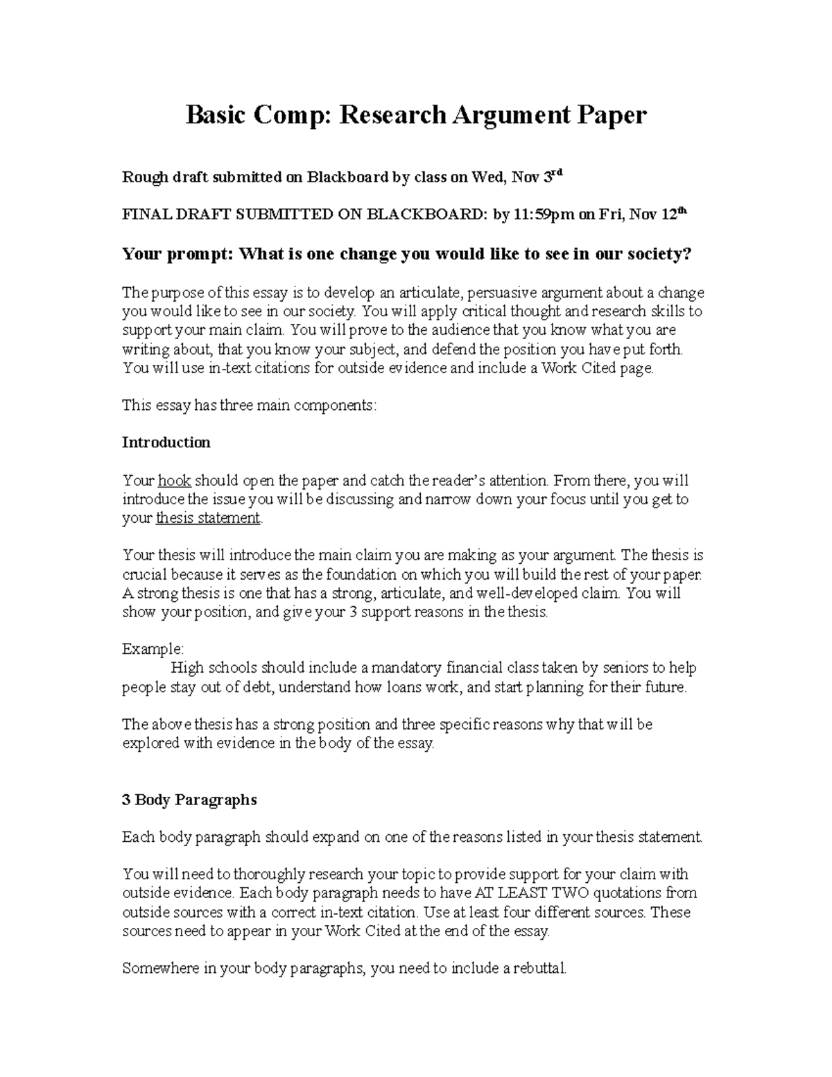 Basic Comp: Research Argument Paper Guidelines (ENG101) - Studocu
