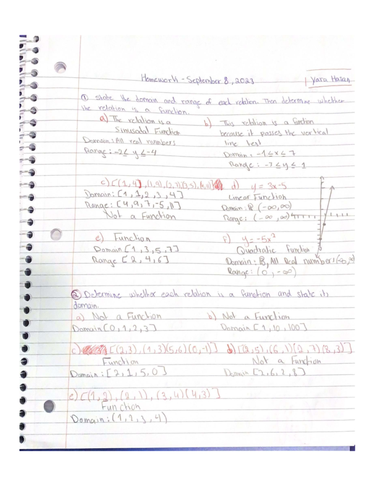 Math Homework - Domain, Range, and Function Analysis - Studocu