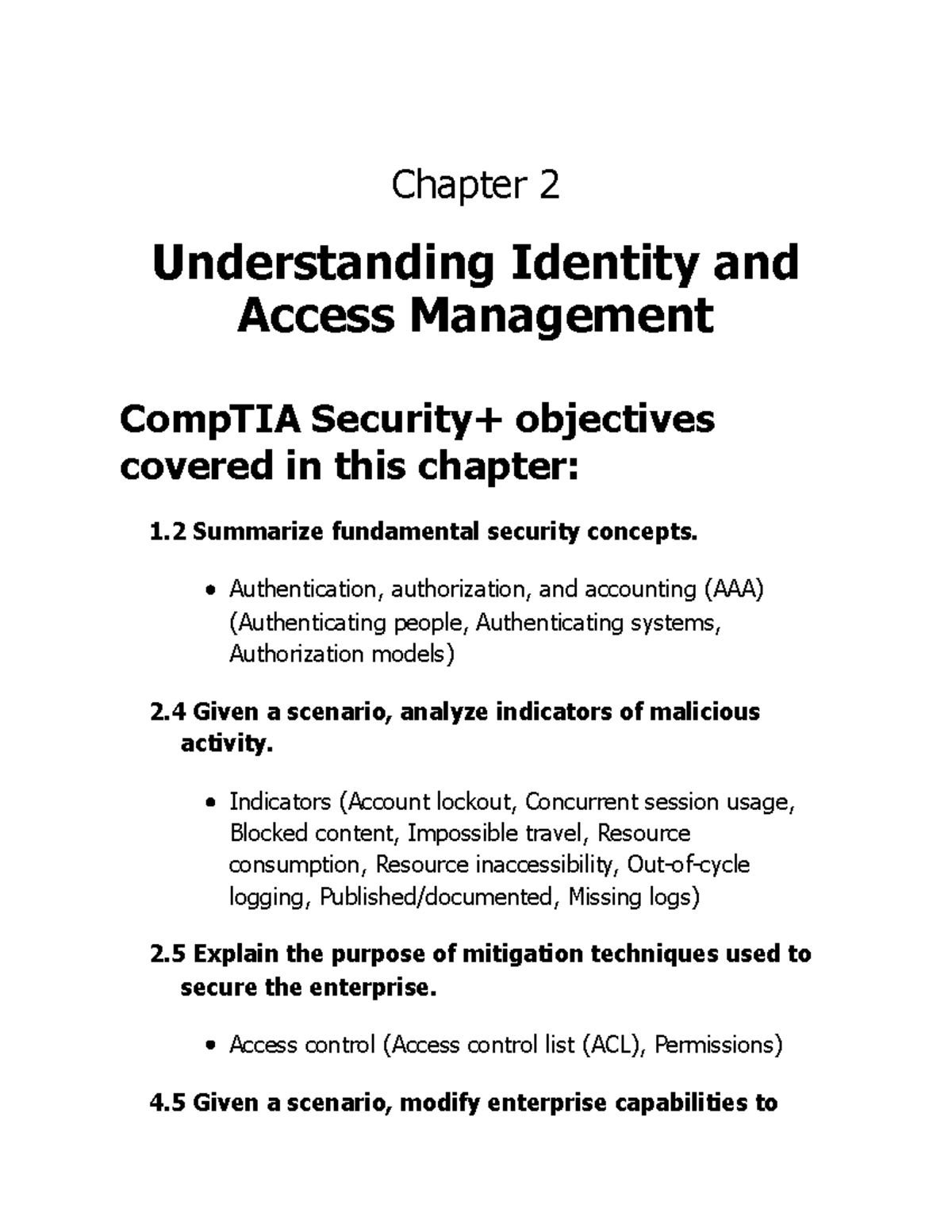 CompTIA Security+ SY0-701: Chapter 2 - Identity and Access Management Overview - Studocu