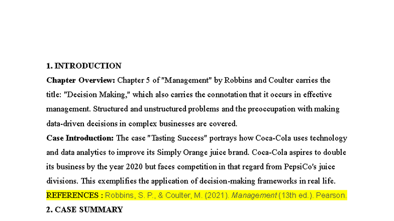 POM - Case Study Analysis: Decision-Making in Simply Orange Juice - Studocu