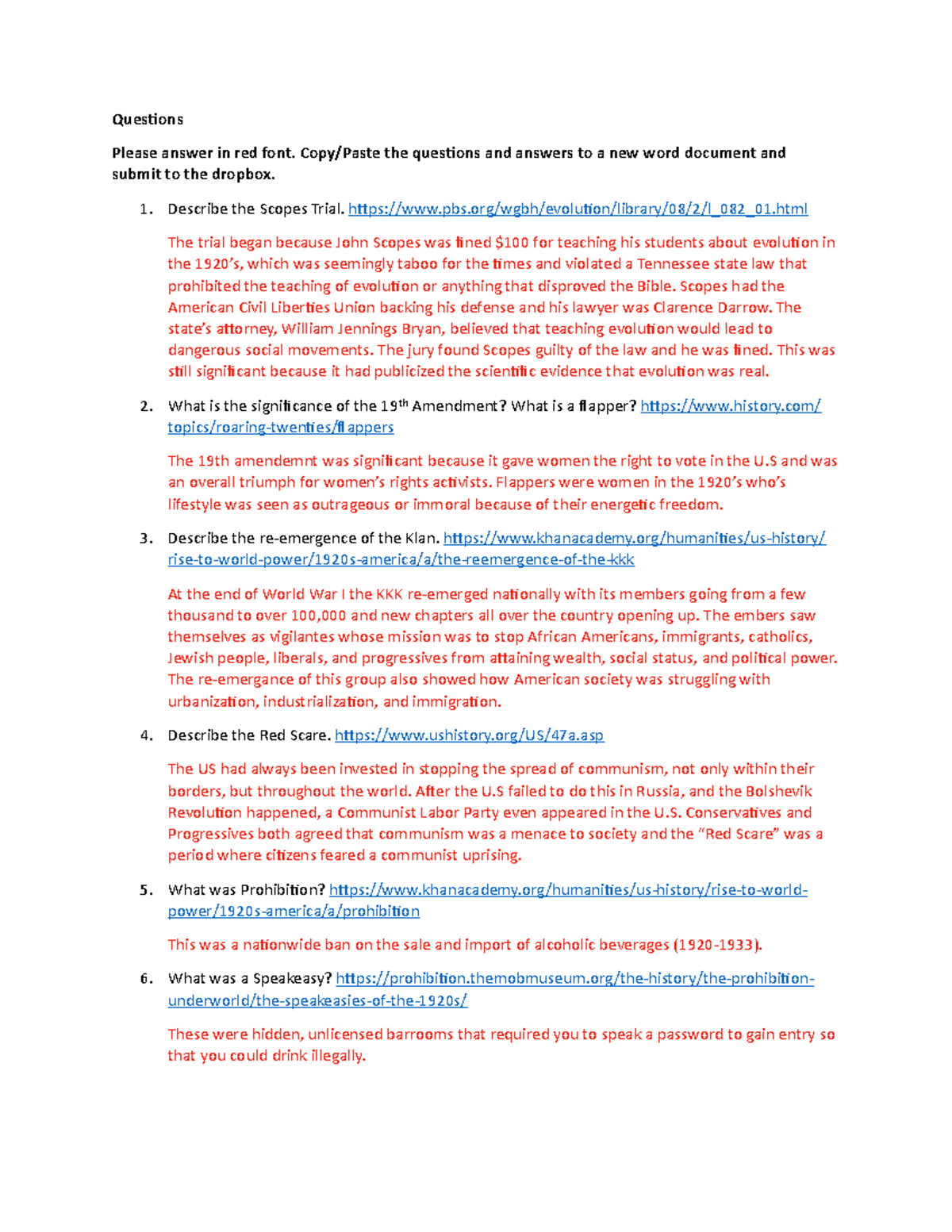 Early 20th Century History Study Guide (Answer Key) - Studocu