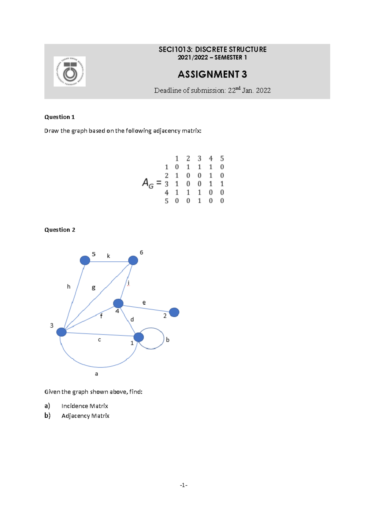 DS 20212022-1 Assignment 3 - SECI1013: DISCRETE STRUCTURE 2021/2022 ...