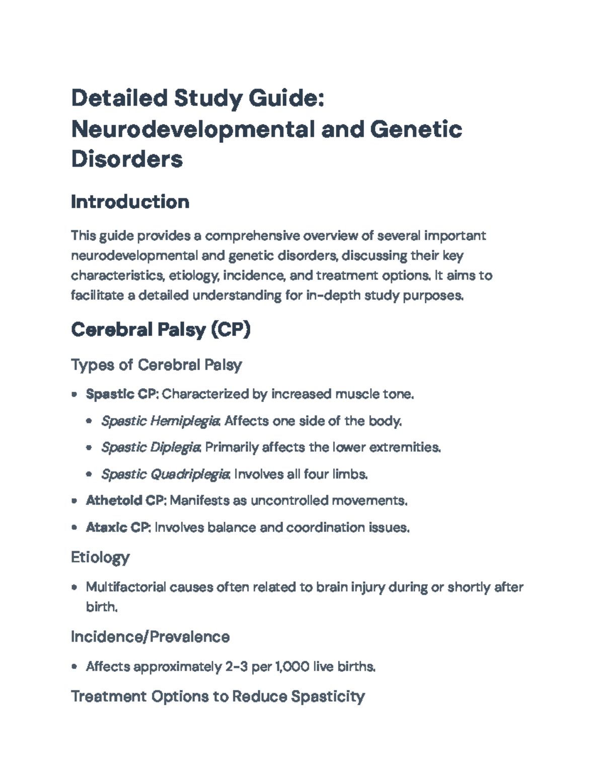 Neurodevelopmental and Genetic Disorders Study Guide for Health Courses ...