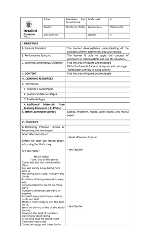 Detailed Lesson PLAN ARTS Grade 2 - ` DETAILED LESSON PLAN MAPEH ARTS 3 ...