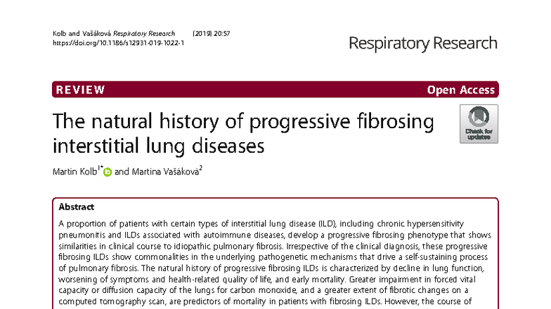Natural History of Progressive Fibrosing ILDs: Insights and ...