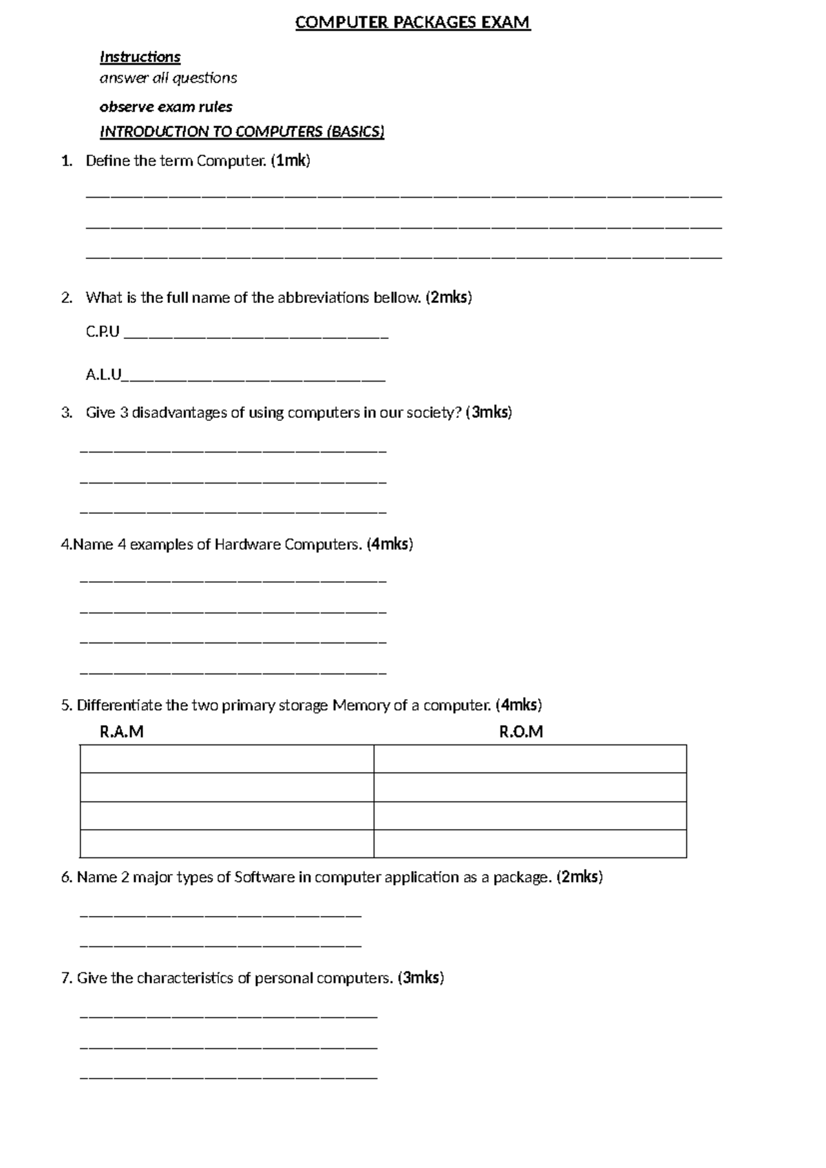Computer Packages Final Exam Instructions and Question Guide - Studocu