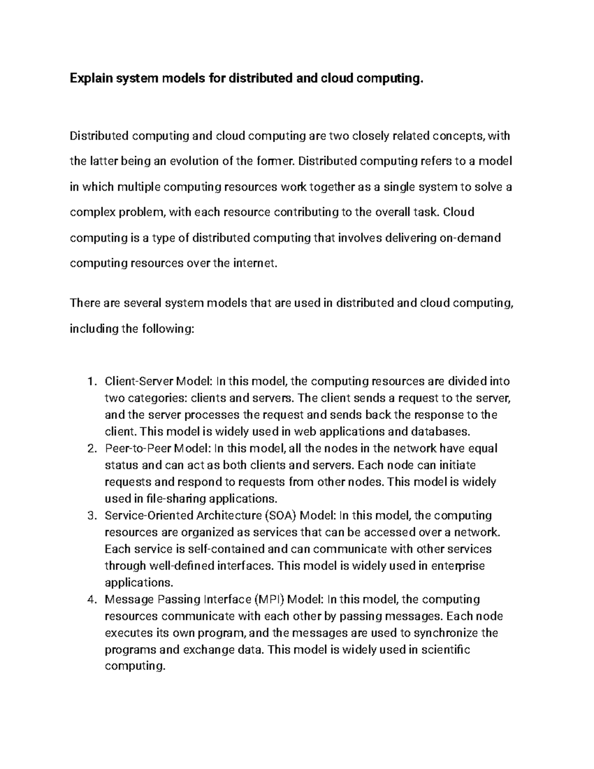 Explain System Models For Distributed And Cloud Computing Distributed Computing And Cloud