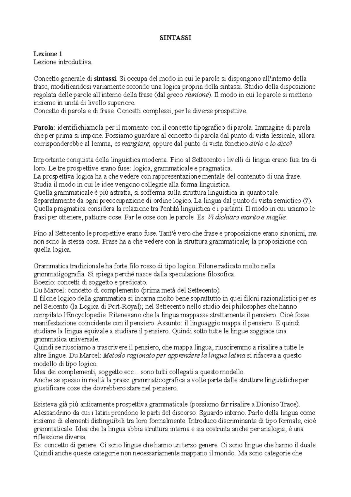 Sintassi: Lezioni su Struttura, Prospettive e Definizioni Fondamentali ...
