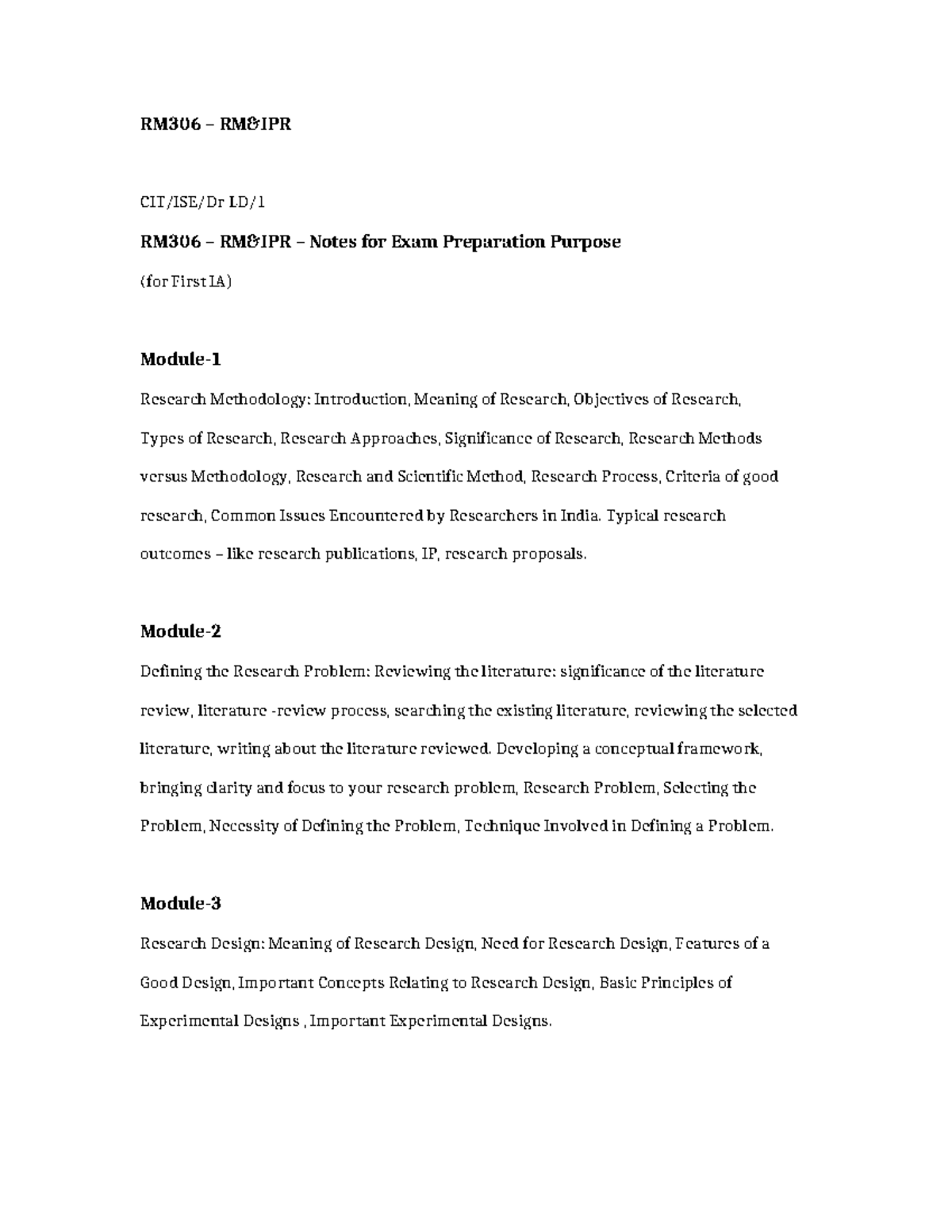 RM306 Research Methodology Exam Prep Notes: Key Concepts & Issues - Studocu