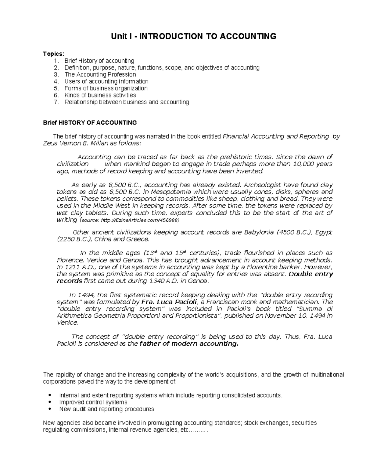 Chapter 1: Introduction to Accounting (ACCT 101) - Studocu