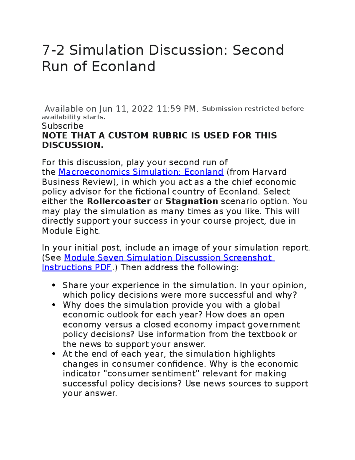 7-2 Econland Simulation Discussion: Second Run Analysis and Insights ...