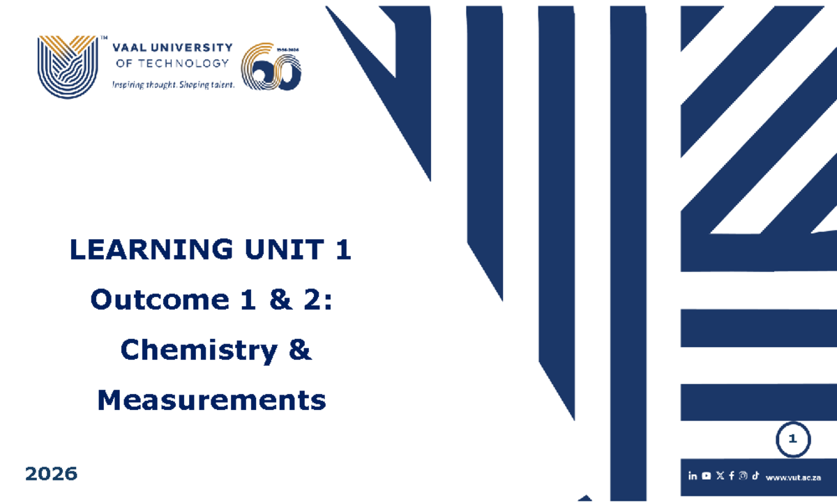 Chemistry Measurements: Learning Unit 1 Outcomes 1 & 2 - Studocu