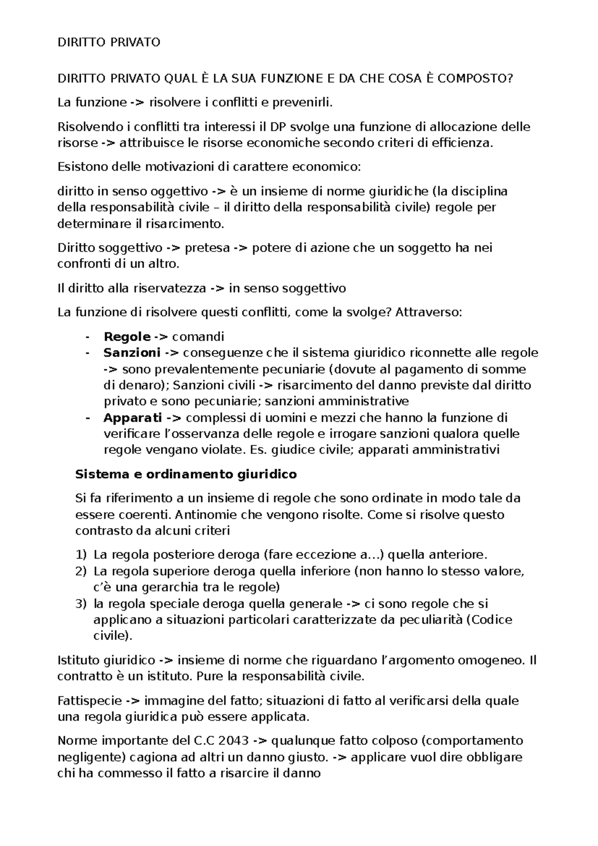 DIRITTO PRIVATO: Funzioni, Norme e Capacità di Agire nel Sistema ...