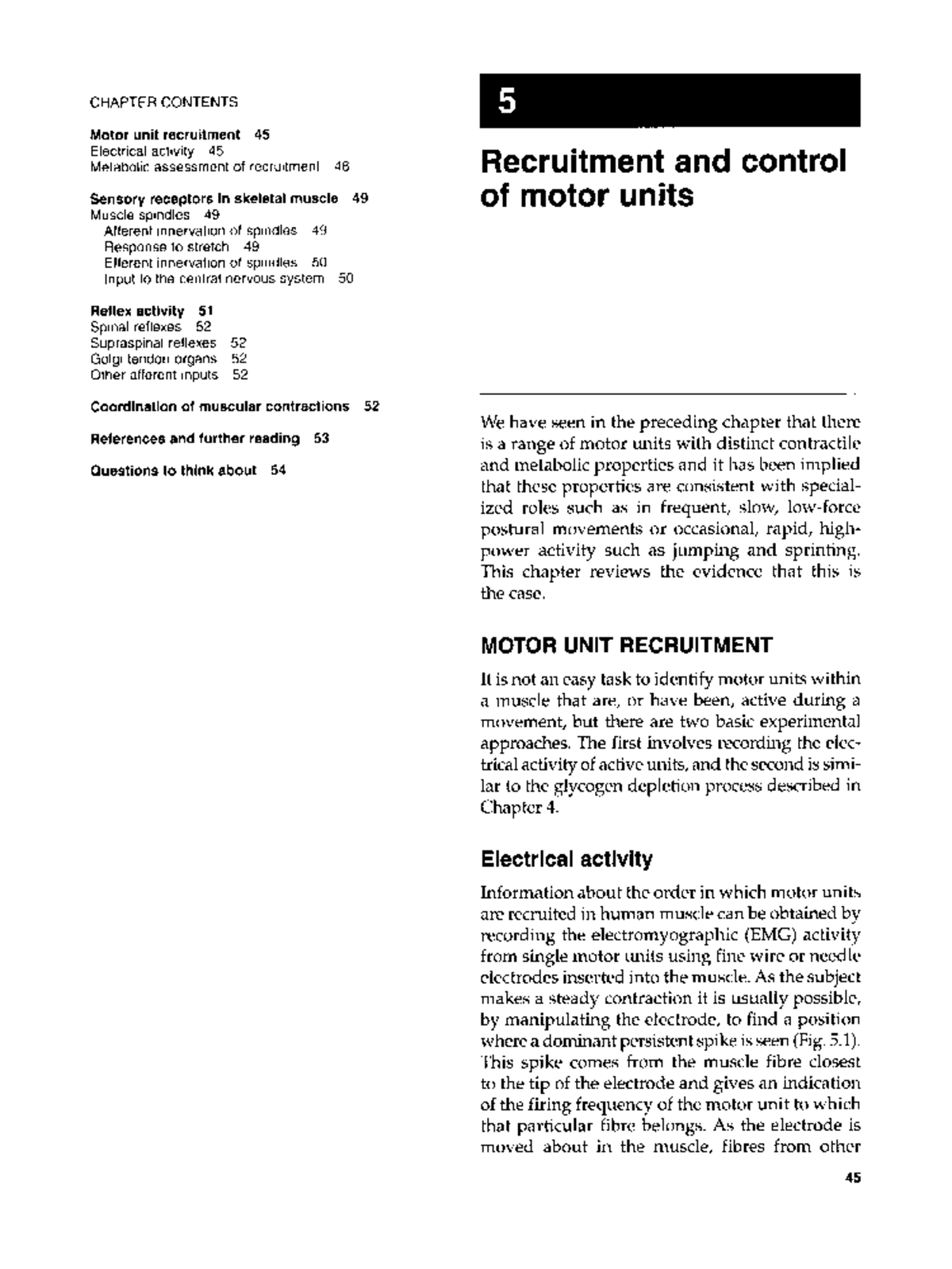 Chapter 5: Recruitment and Control of Motor Units in Skeletal Muscle ...