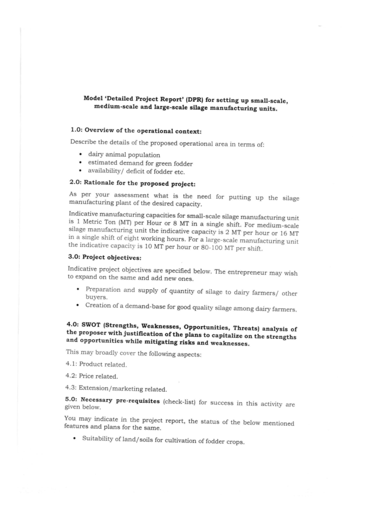 Guideline for Silage Manufacturing Units DPR: Small to Large Scale ...