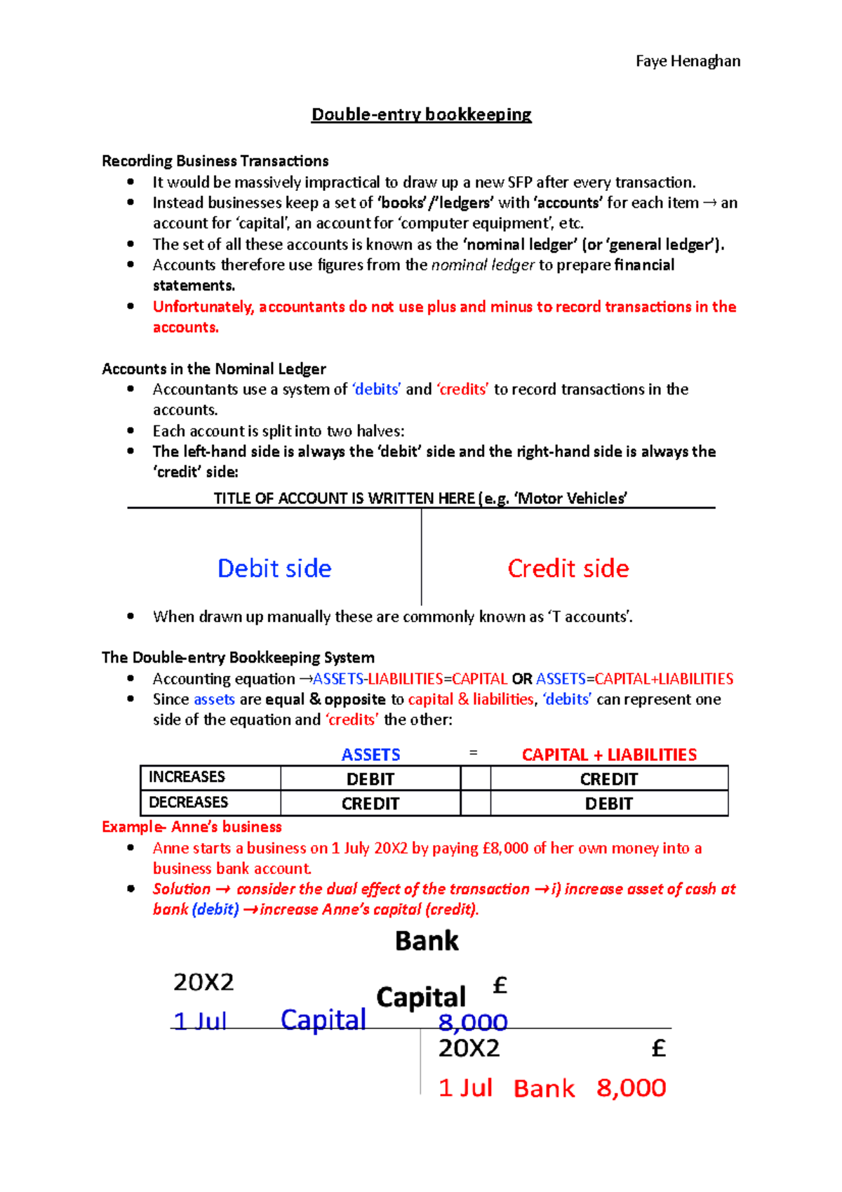 Double-entry Bookkeeping - Double-entry bookkeeping Recording Business ...