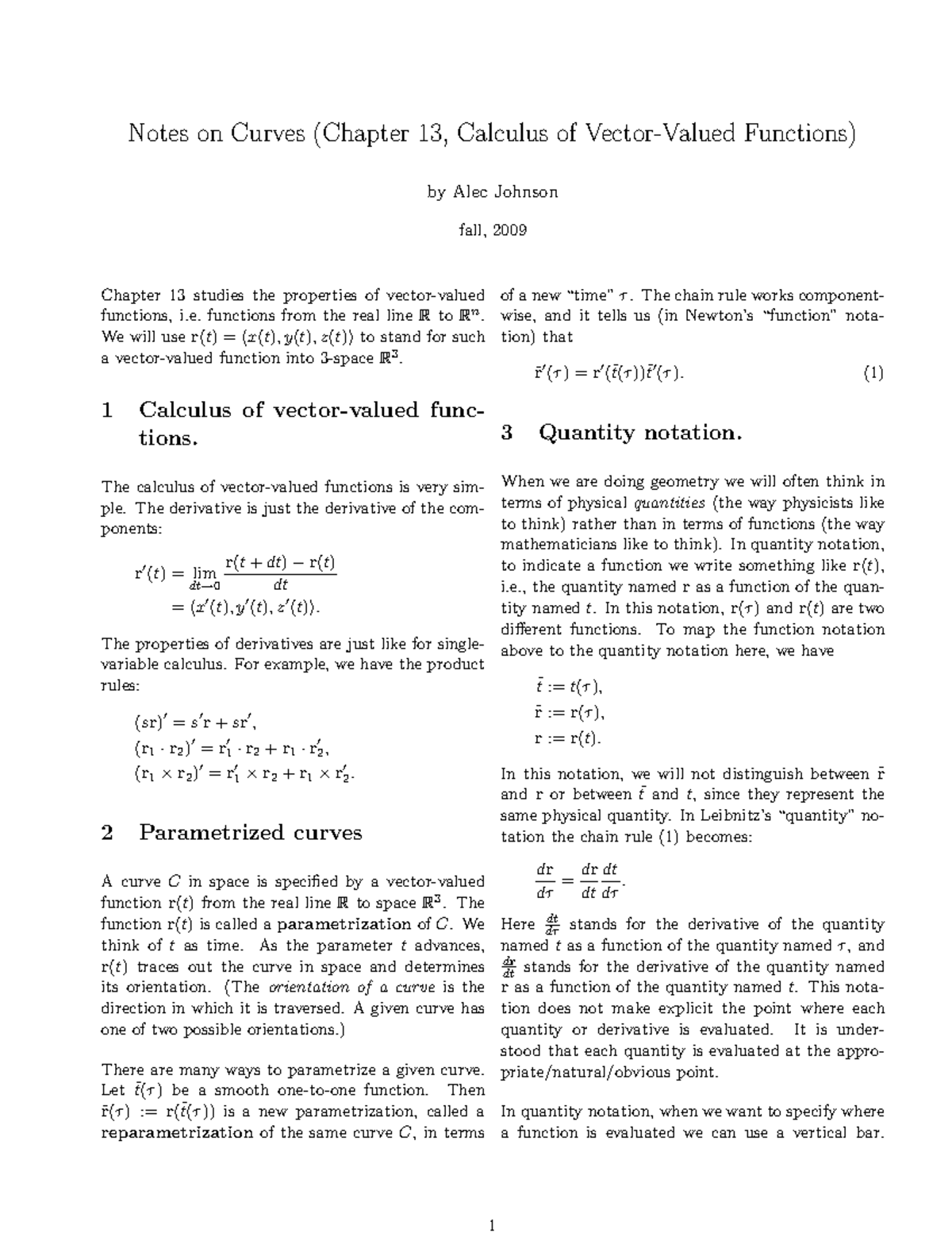 Curves (Chapter 13, Calculus of Functions) - Study Notes - Studocu