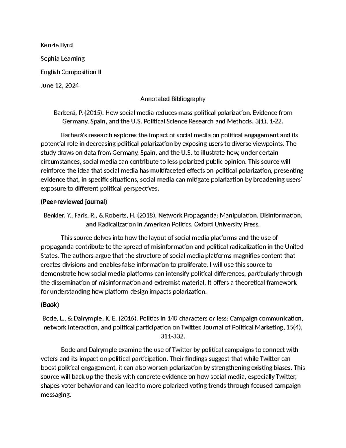 Annotated Bibliography for English Composition II (ENG 102) - June 2024 ...