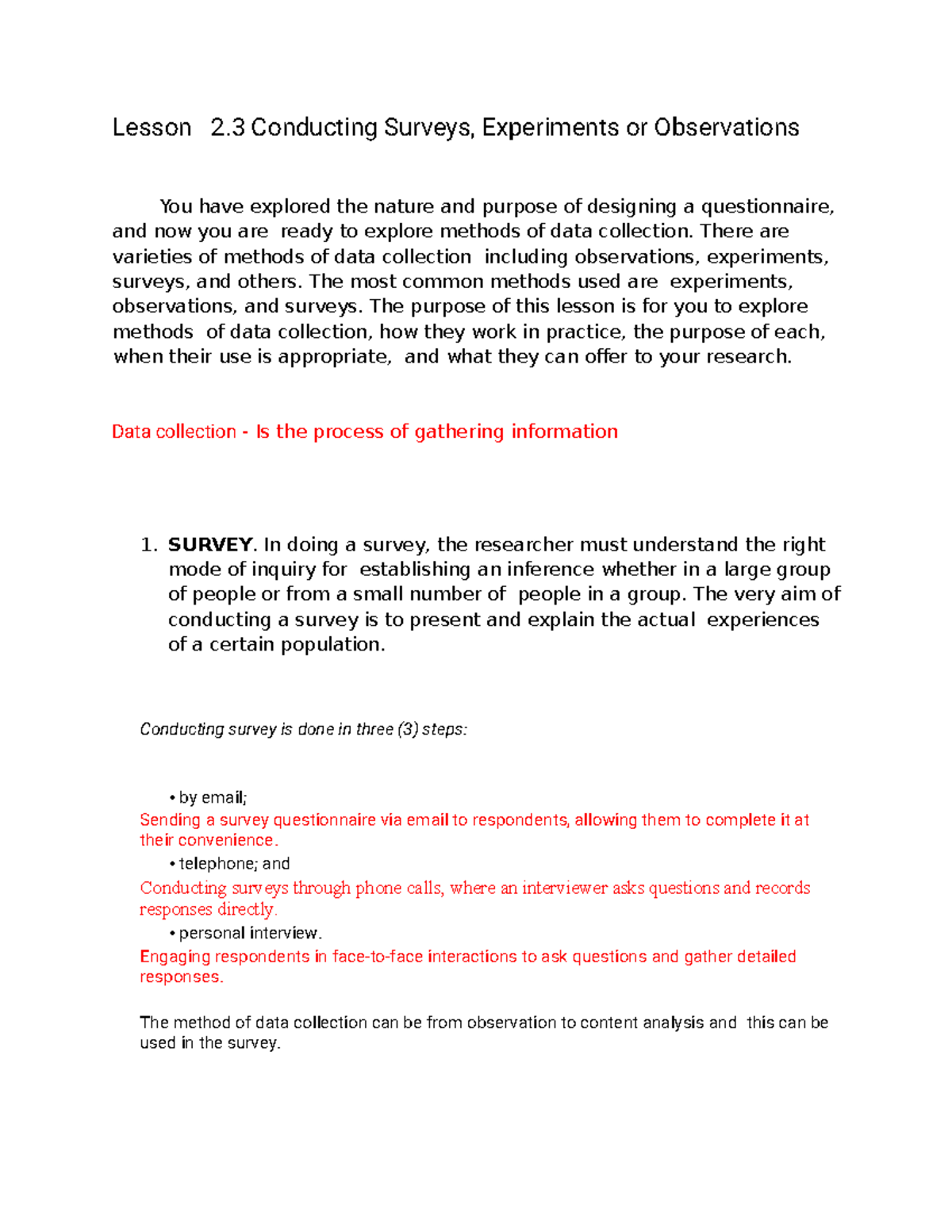 Eapp group 2 report - can you accept - Lesson 2 Conducting Surveys ...