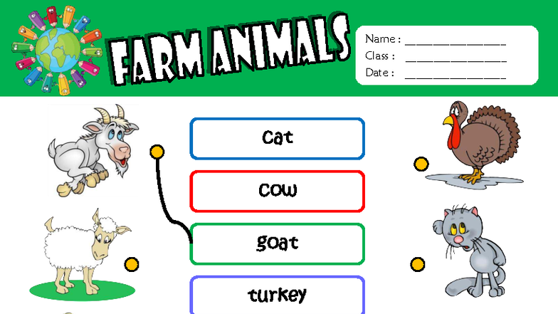 Farm animals esl vocabulary matching exercise worksheet for kids - Tư ...