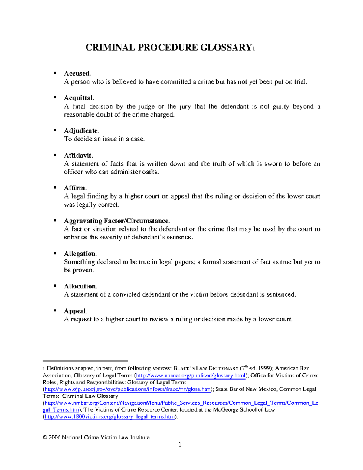 Criminal Procedure Glossary: Key Definitions and Terms Explained - Studocu