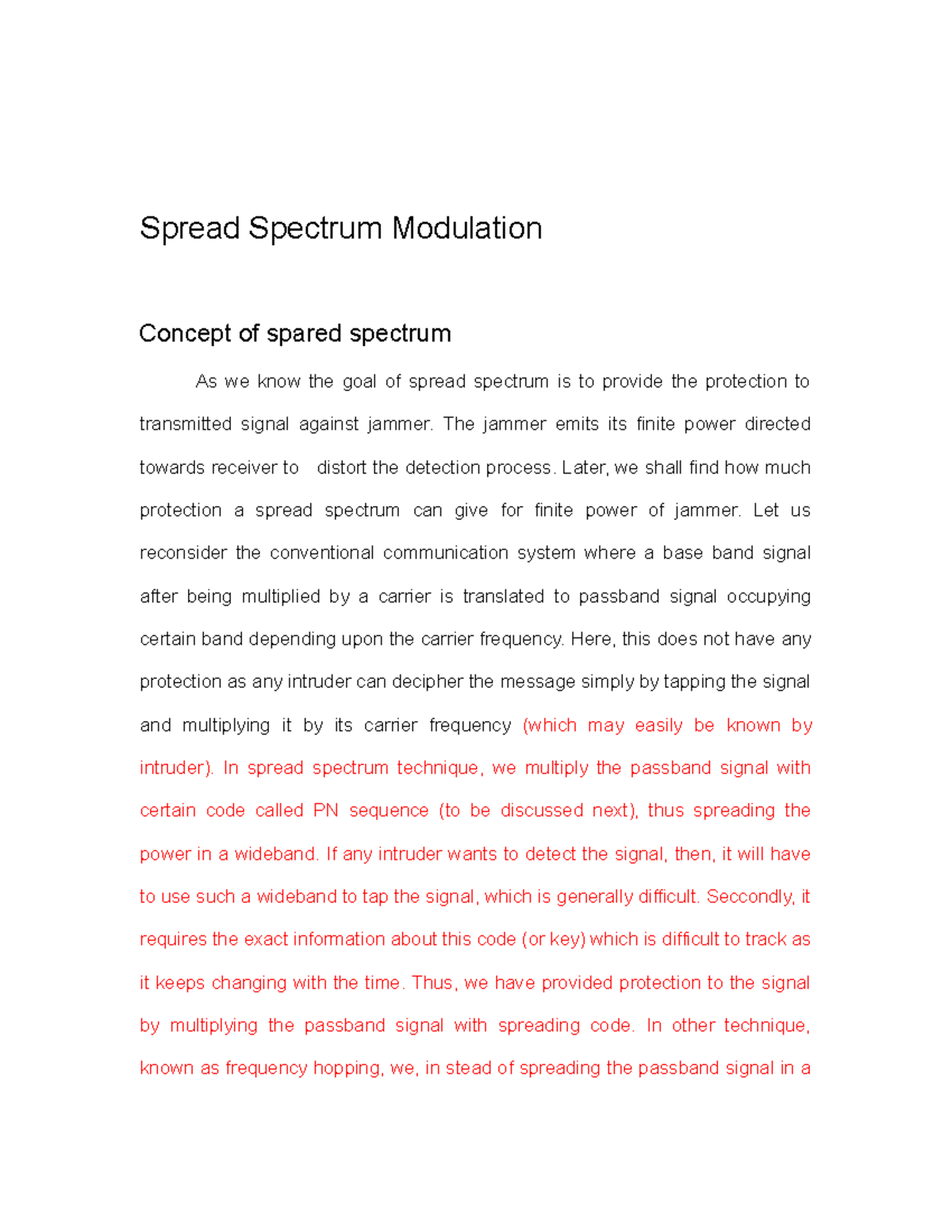 Unit IV 3 Spread Spectrum - Spread Spectrum Modulation Concept of ...