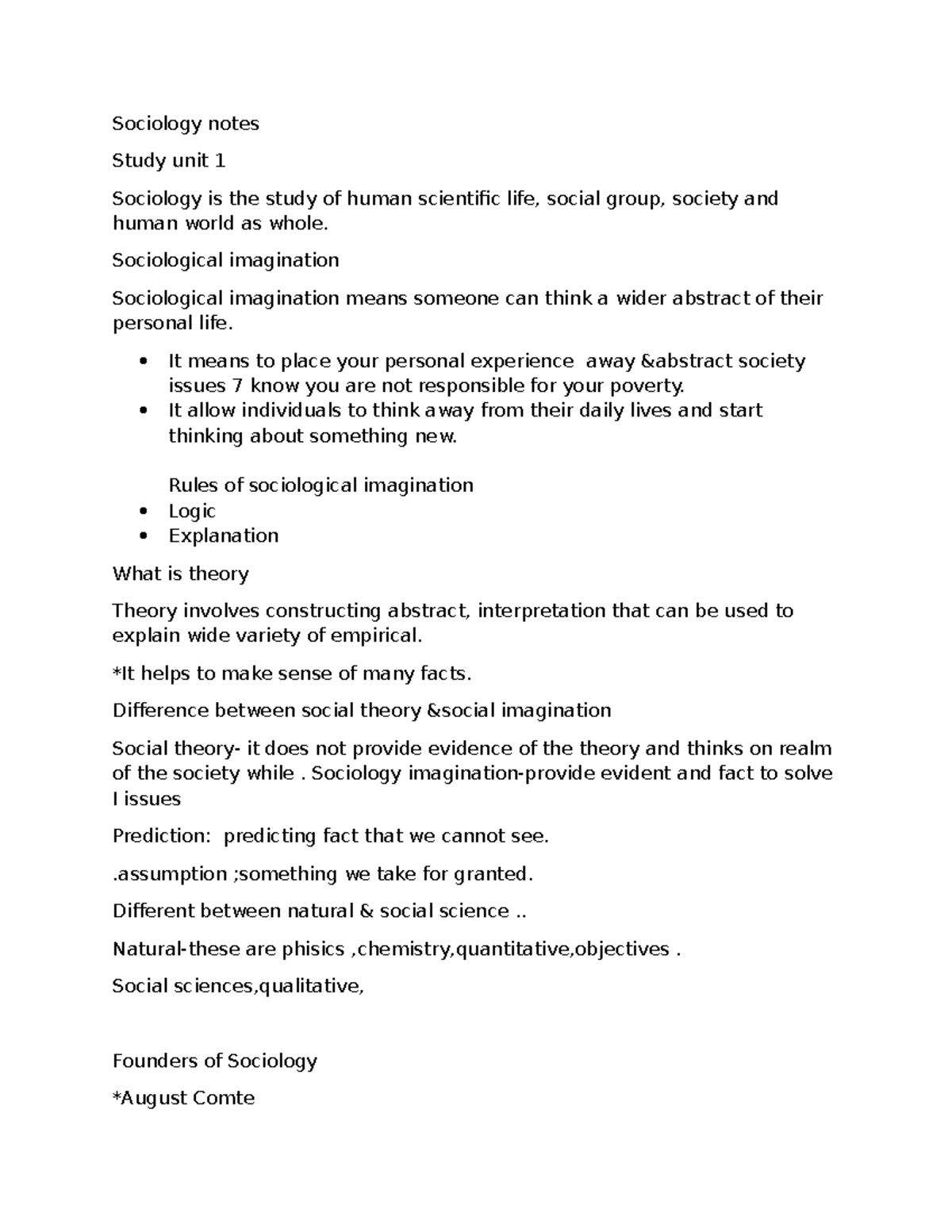 Socy 101: Study Unit 1 - Introduction to Sociological Imagination - Studocu
