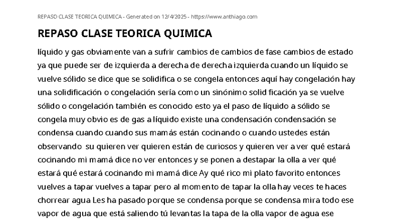 Repaso Clase Teórica Química - Cambios de Estado y Fenómenos - Studocu